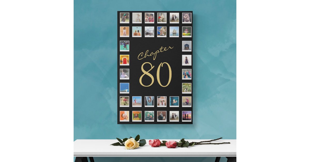 Photo Collage 80th Birthday Chapter 80 Large Faux Canvas Print | Zazzle