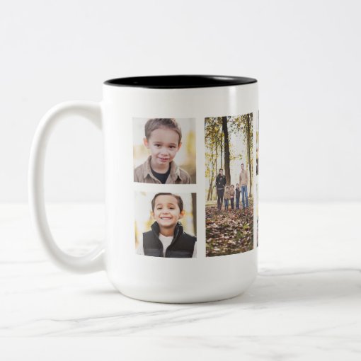 Photo collage 8 pictures custom Two-Tone coffee mug | Zazzle