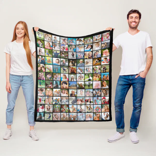Photo Collage 99 Square Images Fleece Blanket | Zazzle