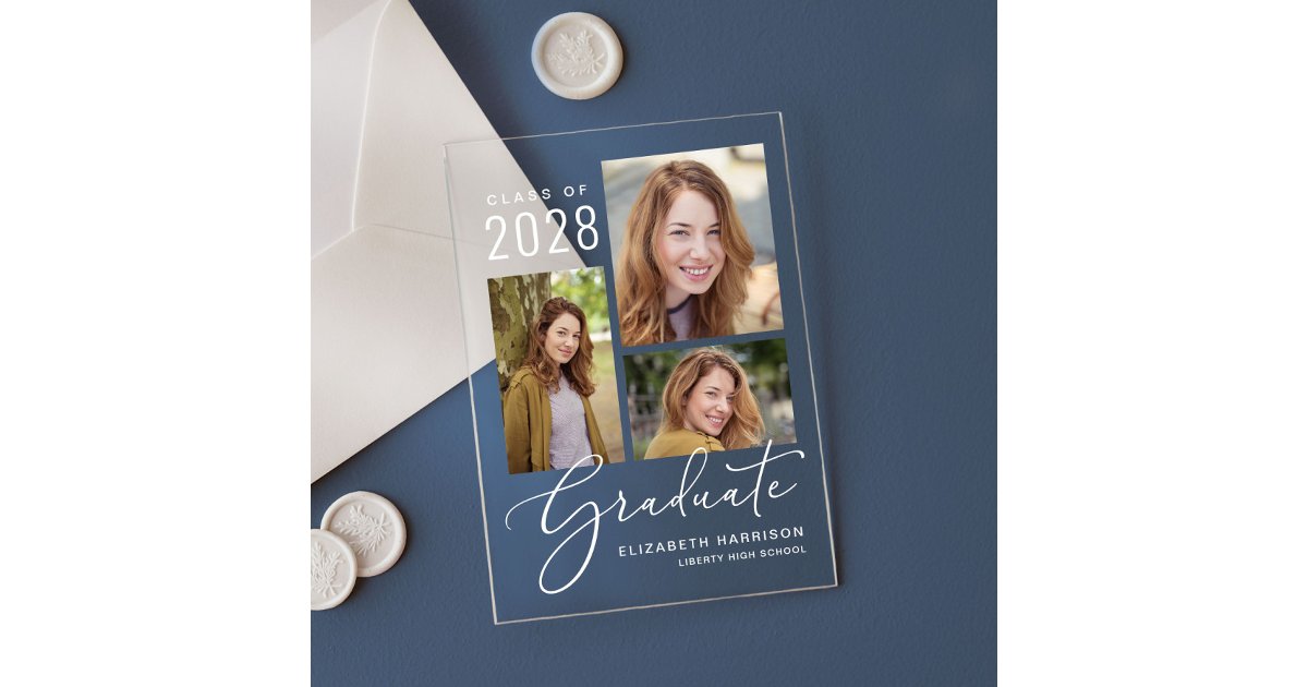 Photo Collage Acrylic Graduation Announcement | Zazzle