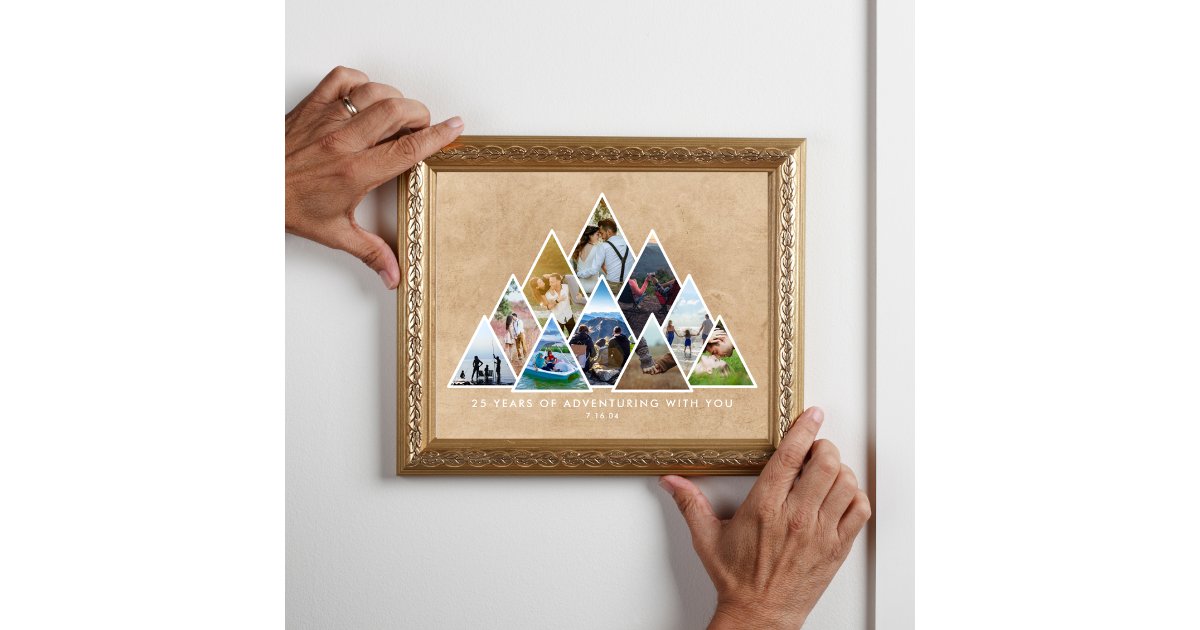 Photo Collage Adventure 25th Anniversary Couples Poster | Zazzle