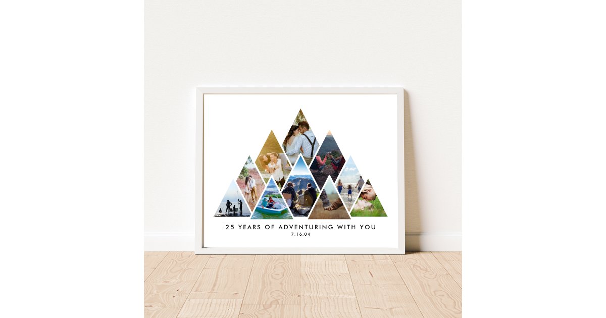 Photo Collage Adventure 25th Anniversary Couples Poster | Zazzle