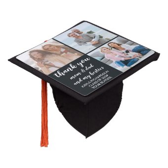 Photo Collage and Custom Thank You Graduation Cap Topper | Zazzle