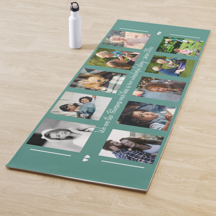 Photo collage and your custom text family modern yoga mat | Zazzle