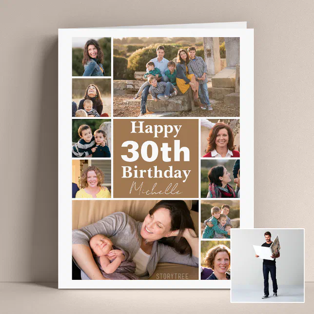 Photo Collage Any Age Jumbo Custom Birthday Card | Zazzle