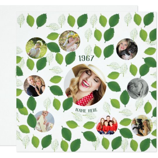 PHOTO COLLAGE Birthday Invitation Green Leaves | Zazzle.com