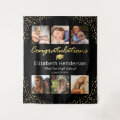 Photo Collage Black Gold Graduation Backdrop | Zazzle