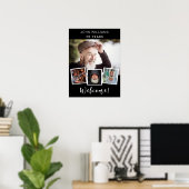 Photo collage black white birthday party welcome poster | Zazzle