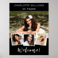 Photo collage black white birthday party welcome poster | Zazzle