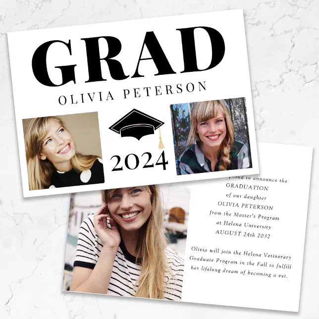 Photo Collage Class of 2024 Graduation Announcement | Zazzle