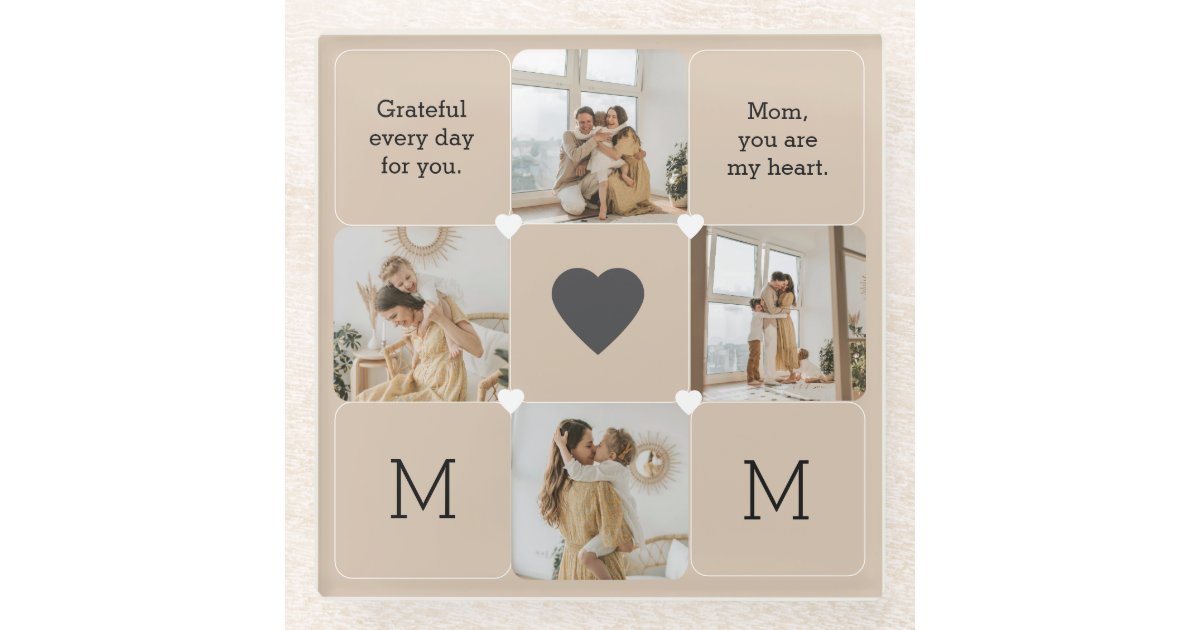 Photo Collage Coaster with Heartfelt Message | Zazzle