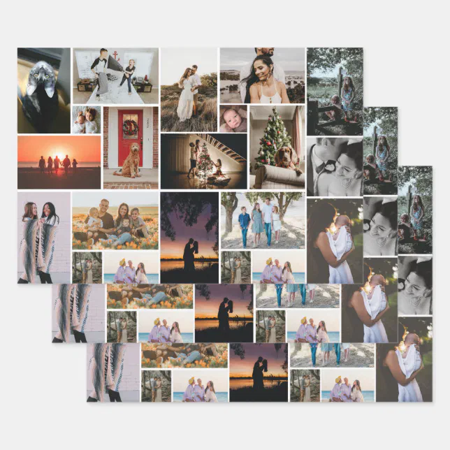 Photo Collage Custom Wrapping Paper Sheets | Zazzle