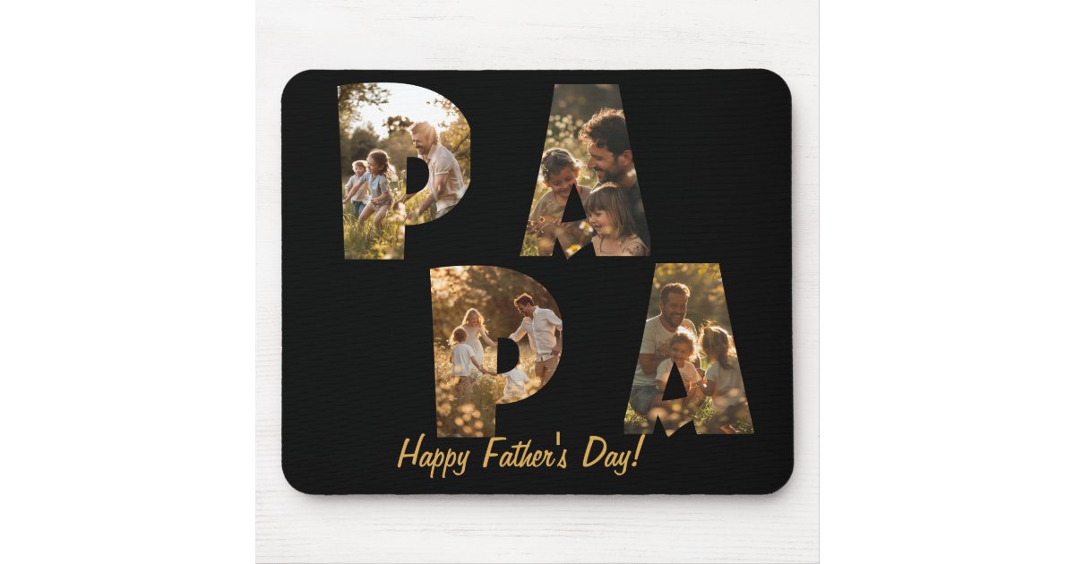 Photo Collage Cutout Letters PAPA Mouse Pad | Zazzle