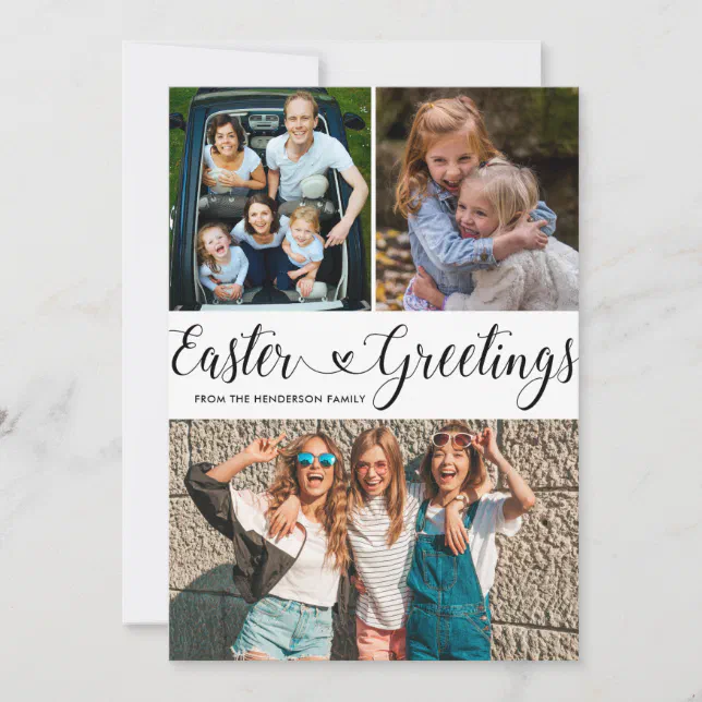 Photo Collage Easter Greetings Holiday Card | Zazzle