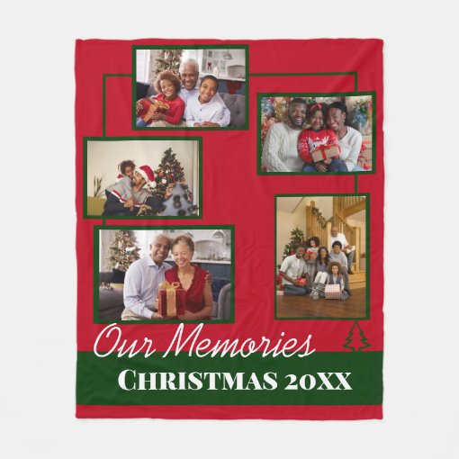 Photo Collage Family Christmas Fleece Blanket | Zazzle