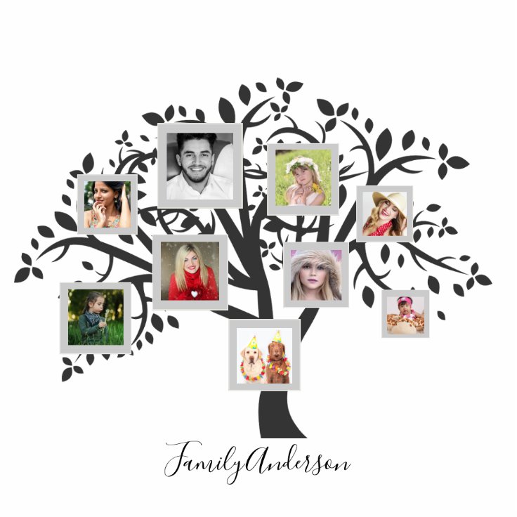 Photo Collage Family Tree Template Personalized Cutout | Zazzle