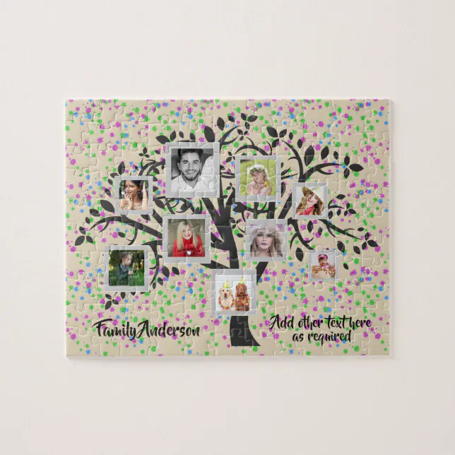 Photo Collage Family Tree Template Personalized Jigsaw Puzzle | Zazzle