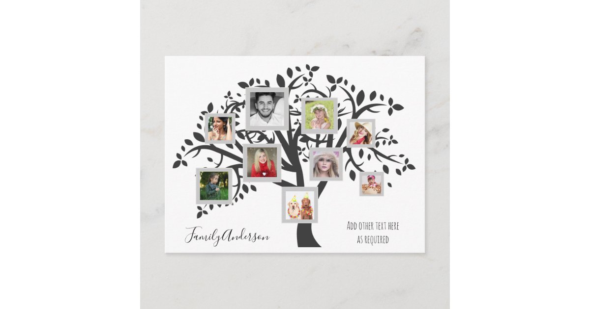Photo Collage Family Tree Template Personalized Postcard | Zazzle