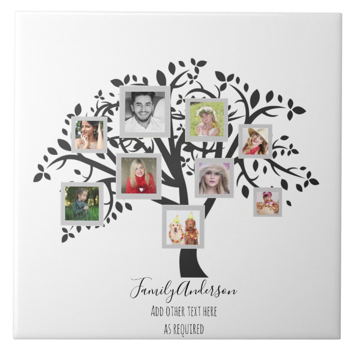 Photo Collage Family Tree Template Personalized Tile | Zazzle