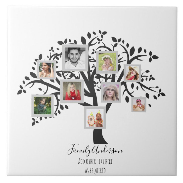 Photo Collage Family Tree Template Personalized Tile | Zazzle