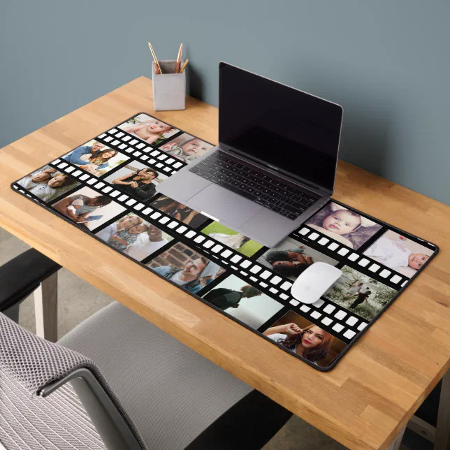 Photo Collage Film Strip Personalized DIY Custom Desk Mat | Zazzle