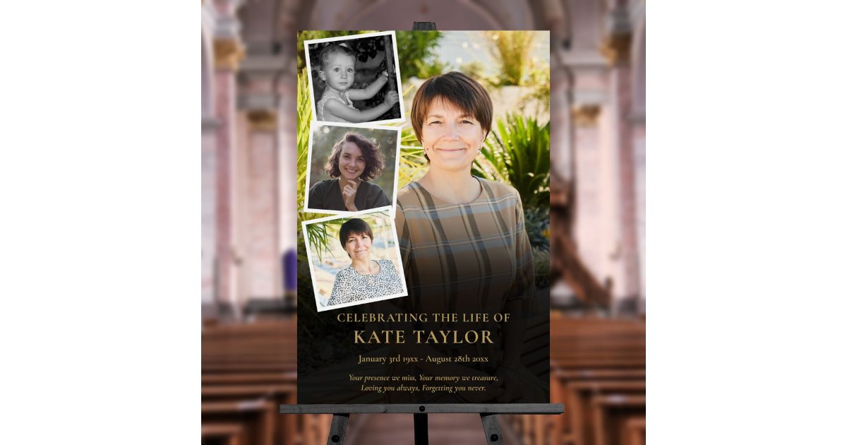 Photo Collage Funeral Celebration Of Life SIgn | Zazzle