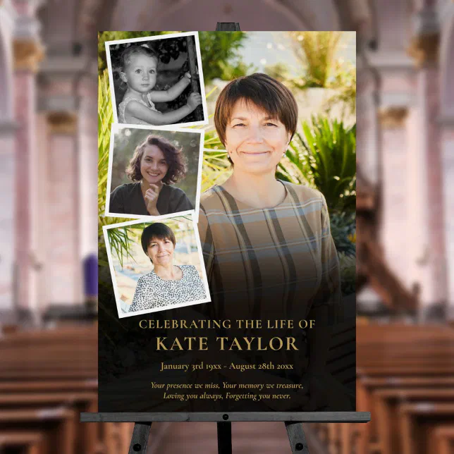 Photo Collage Funeral Celebration Of Life SIgn | Zazzle