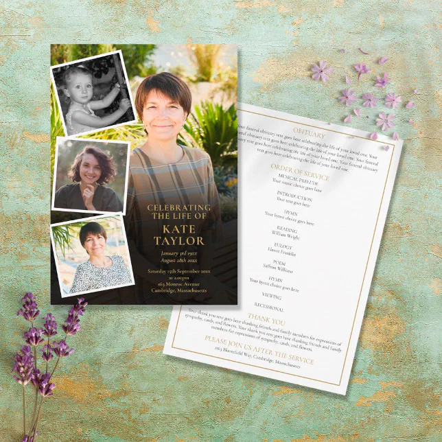 Photo Collage Funeral Memorial Order Of Service Program | Zazzle