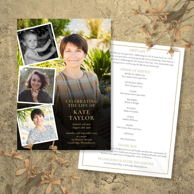 Photo Collage Funeral Order Of Service Program | Zazzle