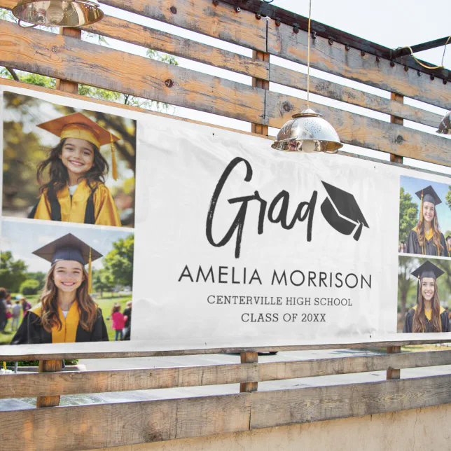 Photo Collage Graduate Class of Graduation Banner | Zazzle
