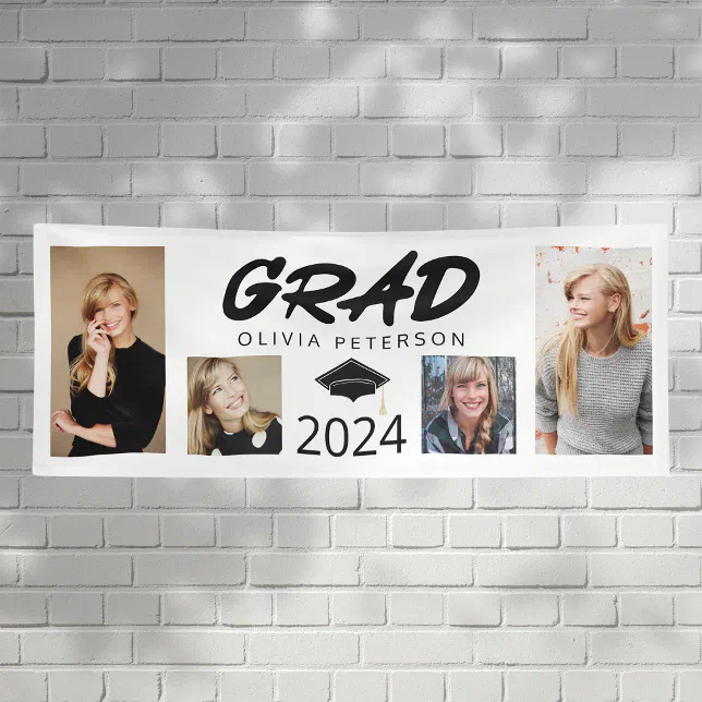 Photo Collage Graduate GRAD Class of 2024 Banner | Zazzle