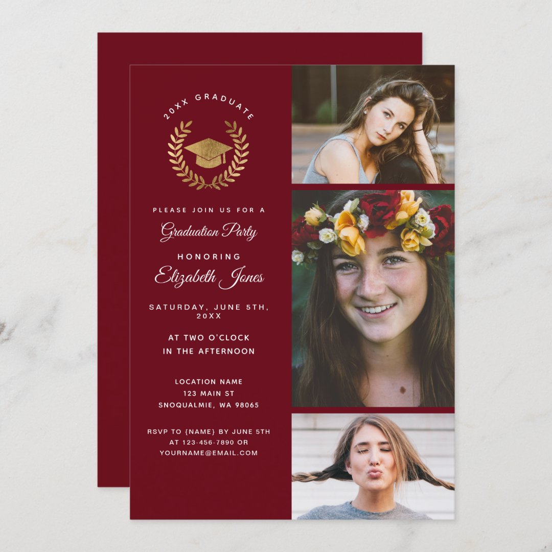 Photo Collage Graduation Invitation | Zazzle