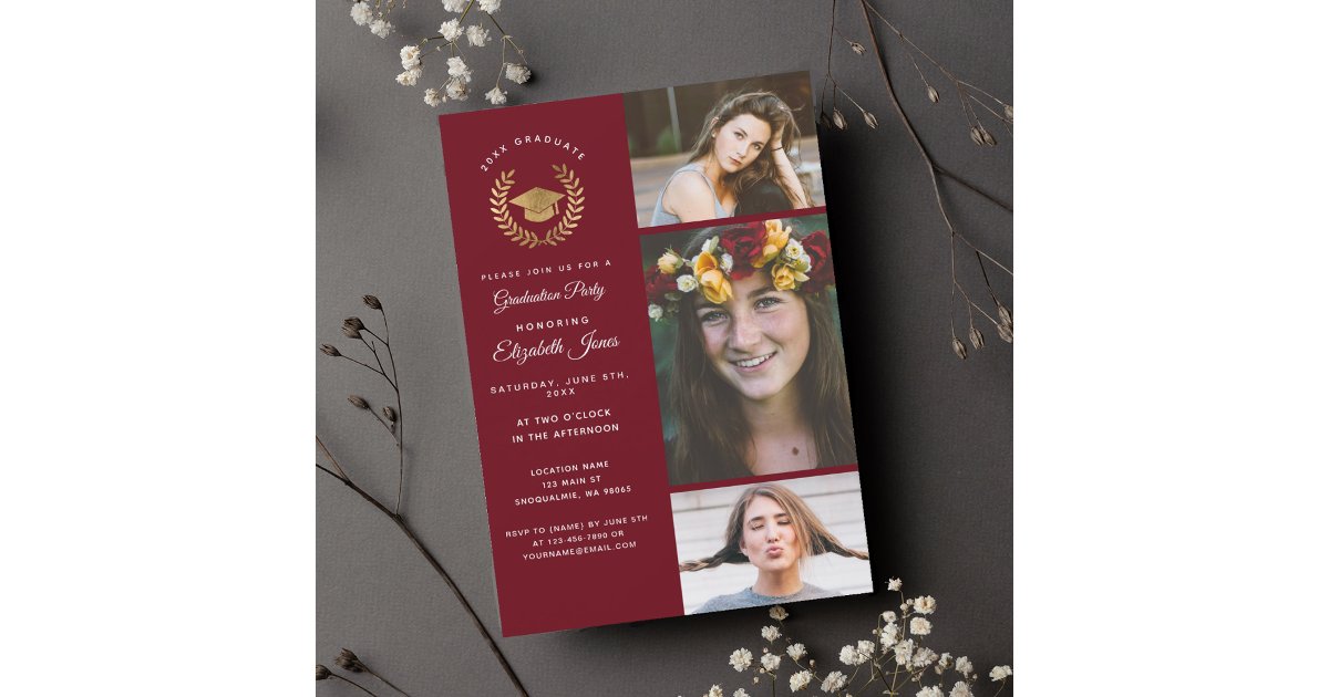 Photo Collage Graduation Invitation | Zazzle