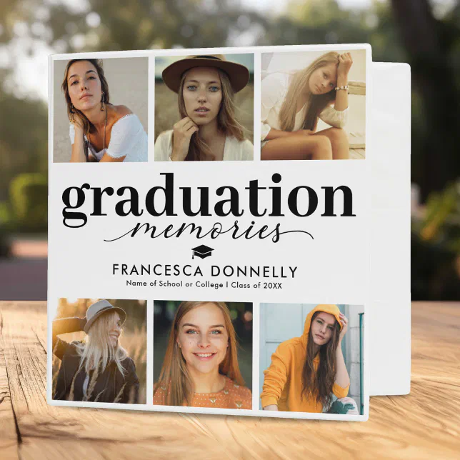 Photo Collage Graduation Memories 3 Ring Binder | Zazzle