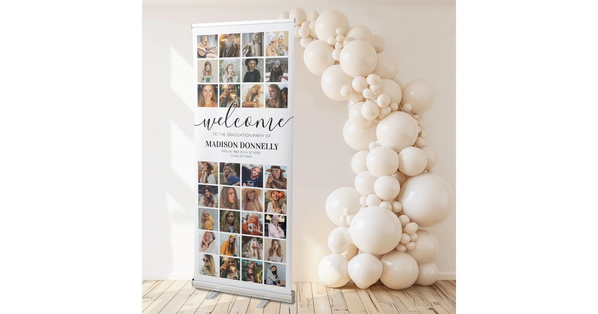 Photo Collage Graduation Party Retractable Banner | Zazzle