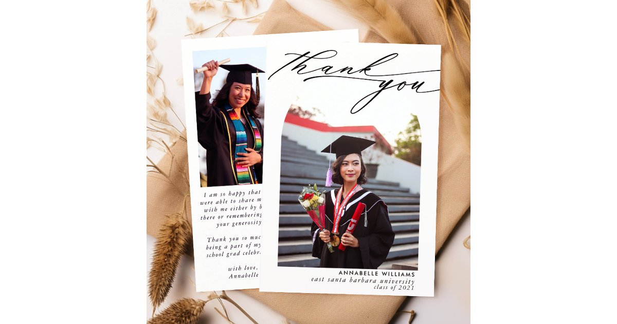 Photo Collage Graduation Thank You Card | Zazzle
