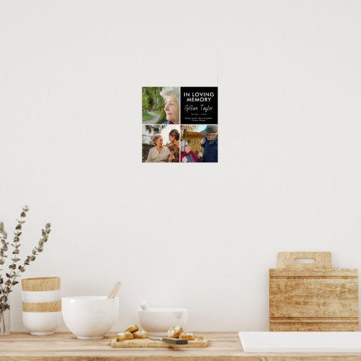 Photo Collage Grid Funeral Memorial Wake Poster | Zazzle