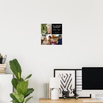 Photo Collage Grid Funeral Memorial Wake Poster | Zazzle