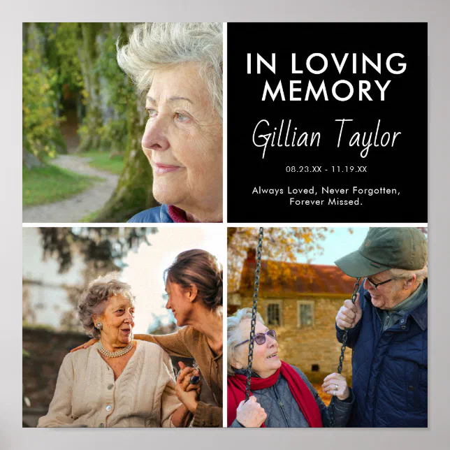Photo Collage Grid Funeral Memorial Wake Poster | Zazzle
