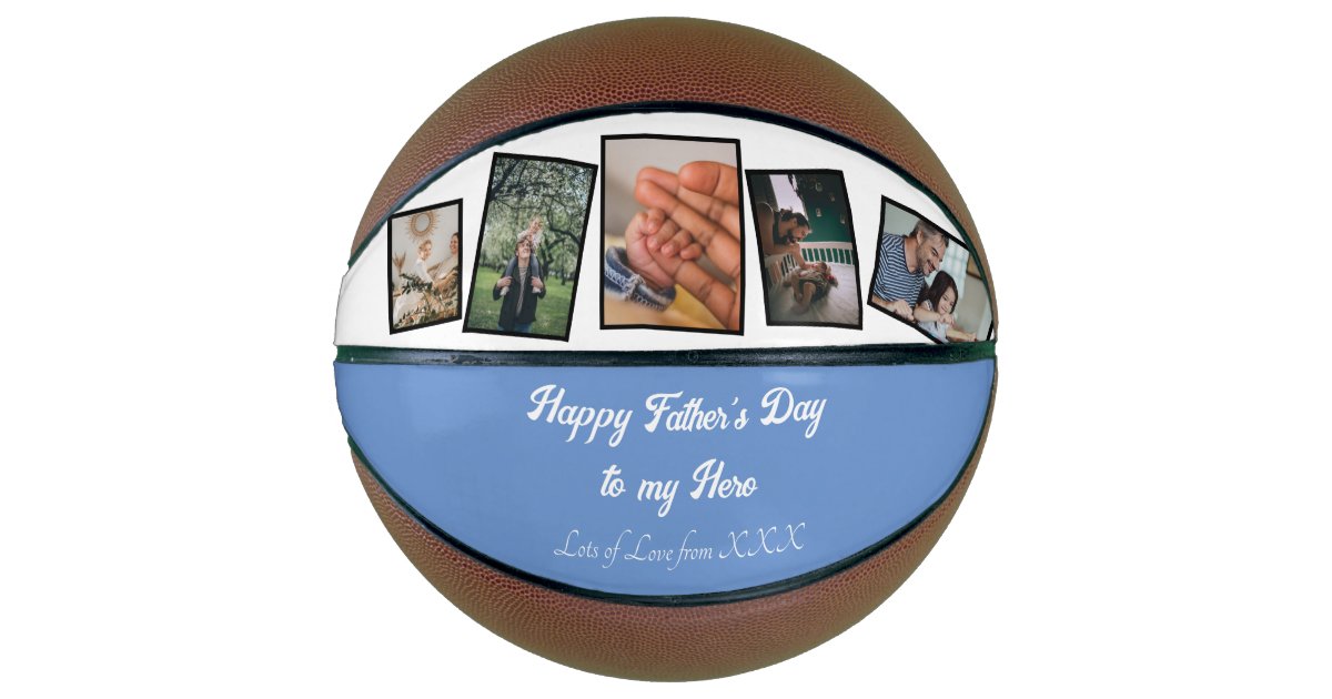 Photo Collage Happy Father's Day Basketball | Zazzle