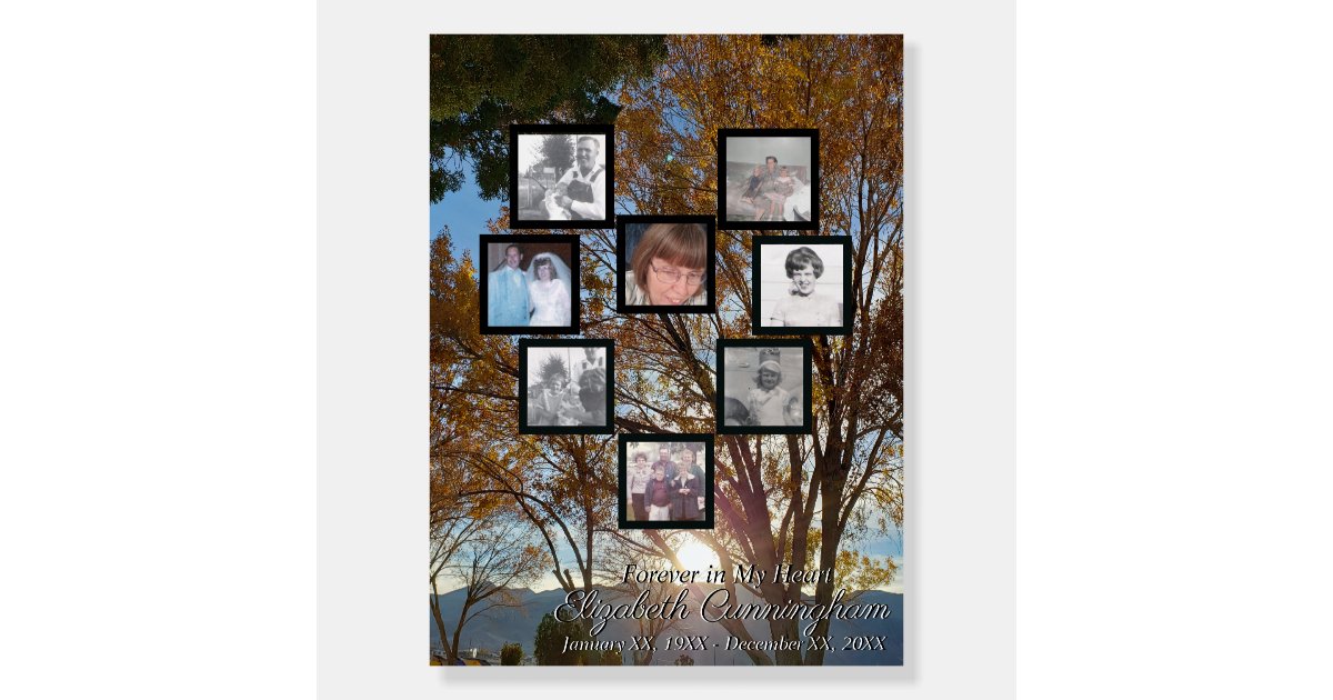 Photo Collage Heart Fall Trees and Sunset Foam Board | Zazzle