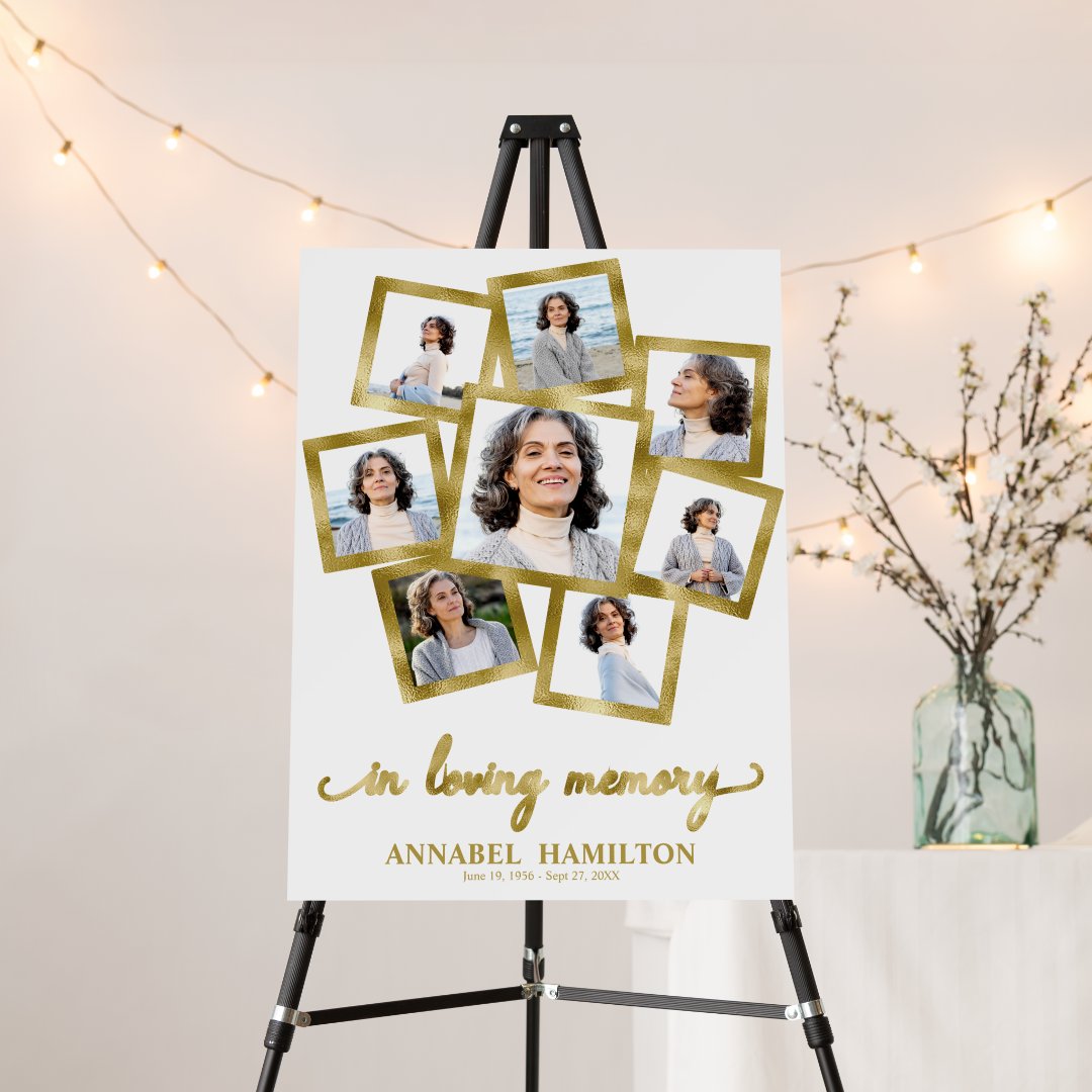 Photo Collage In Loving Memory Memorial Funeral Foam Board | Zazzle