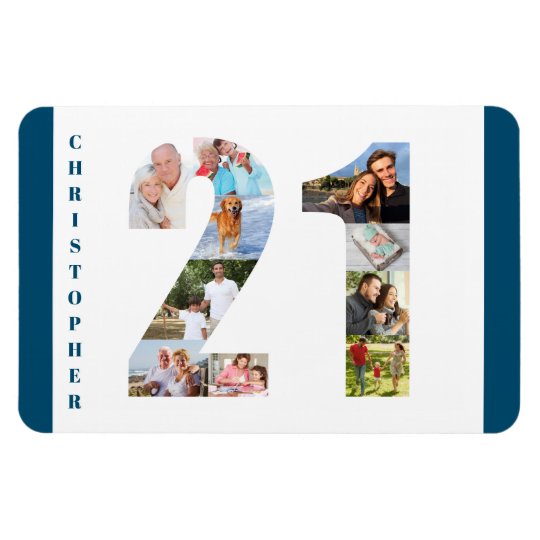 Photo Collage in Number 21 - 21st Birthday Magnet | Zazzle.com