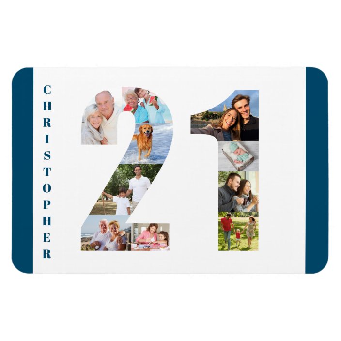 Photo Collage in Number 21 - 21st Birthday Magnet | Zazzle.com