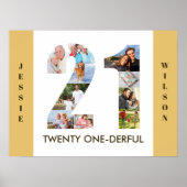 Photo Collage in Number 21 Neutral 21st Birthday Poster | Zazzle