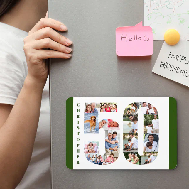 Photo Collage in Number 50 - 50th Birthday Magnet | Zazzle