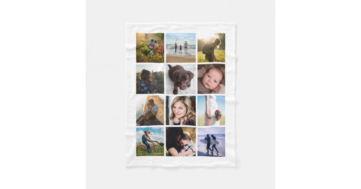 Photo collage keepsake fleece blanket | Zazzle