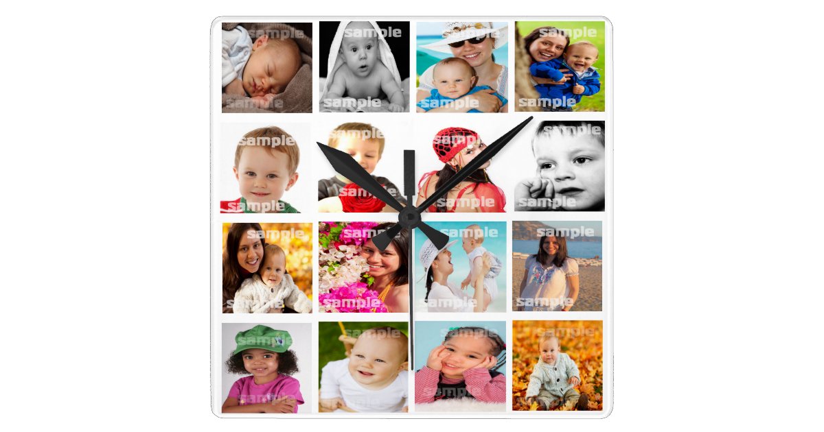 Photo Collage Make Your Own DIY Square Wall Clock | Zazzle.com