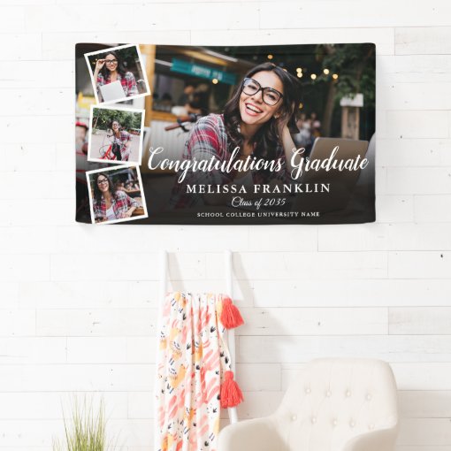 Photo Collage Modern Graduation Party Banner | Zazzle