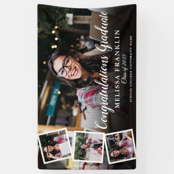 Photo Collage Modern Graduation Party Banner | Zazzle